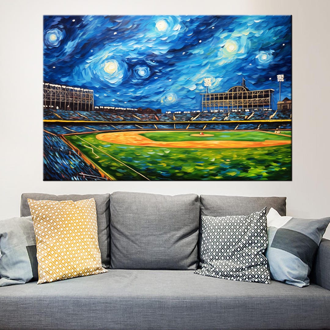 Wrigley Field Canvas Print: Van Gogh Style Chicago Cubs Wall Art ...