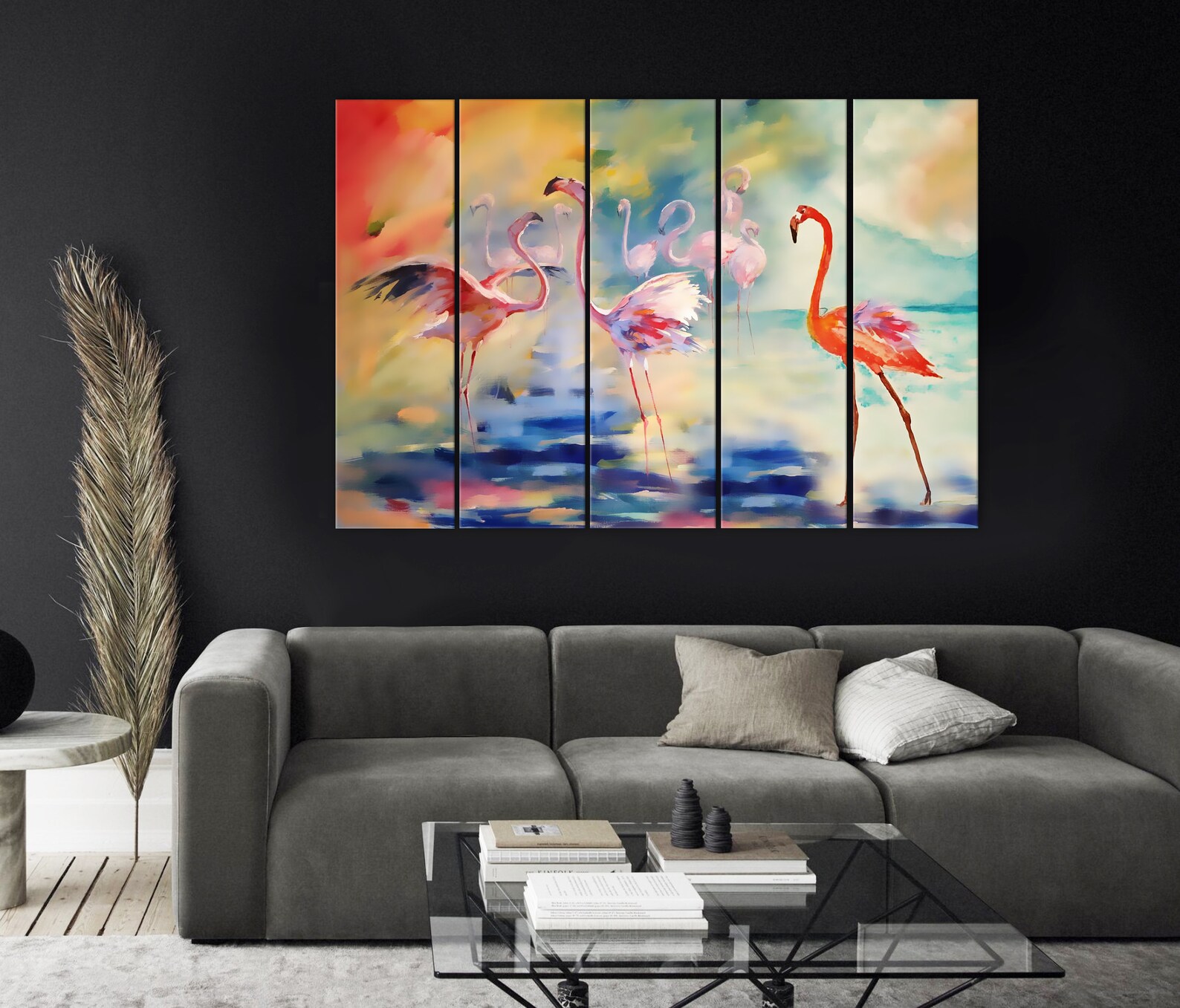 Watercolor Flamingo Canvas Abstract Pink Flamingo Wall Art - Etsy