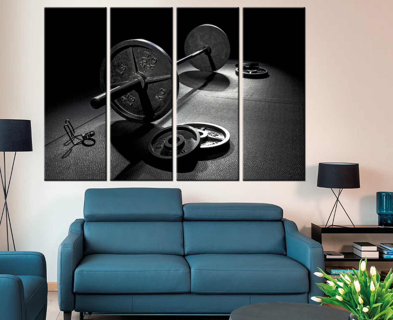 Gym Motivation Print Home Gym Poster Dumbbells Canvas Sport - Etsy