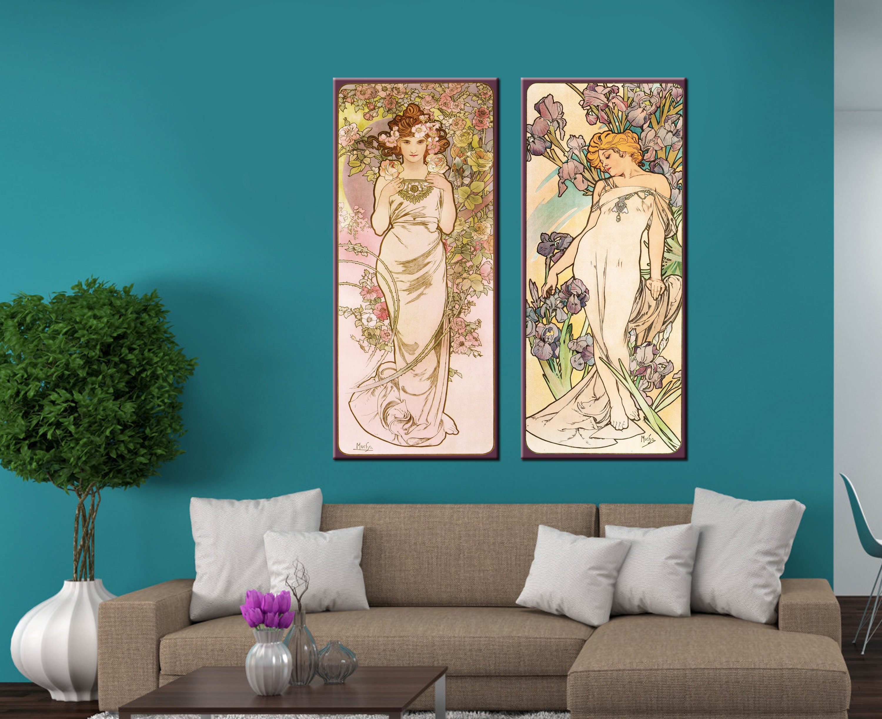 Alphonse Mucha Vintage Reproduction Print, Mucha Canvas Prints, Famous ...