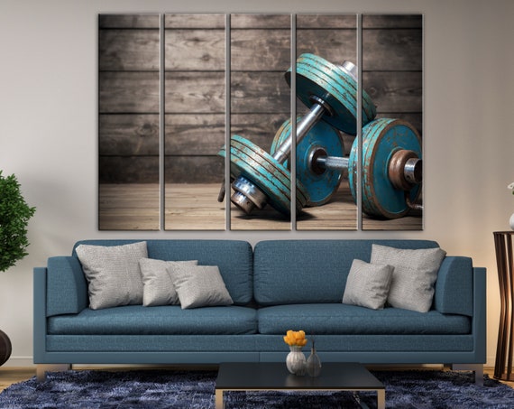 Gym Dumbbells Canvas Fitness Studio Poster Gym Sports and - Etsy