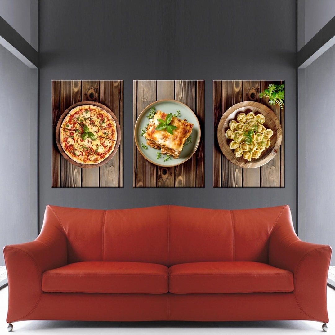 Pizza Painting Print, Restaurant Decor Rustic Style, Kitchen Wall Decor ...