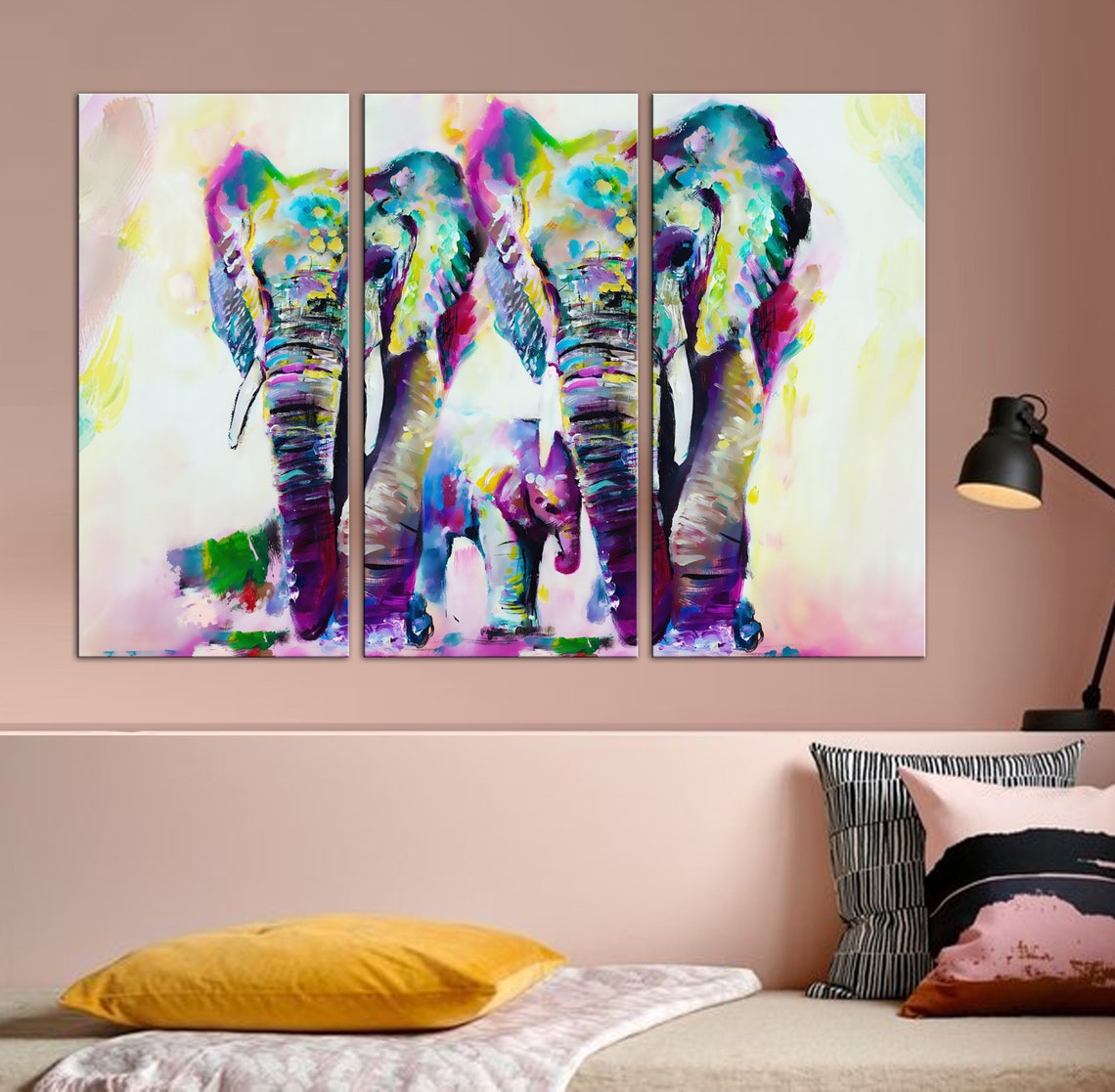 Watercolor Elephant Wall Art Elephant modern print Elephant | Etsy