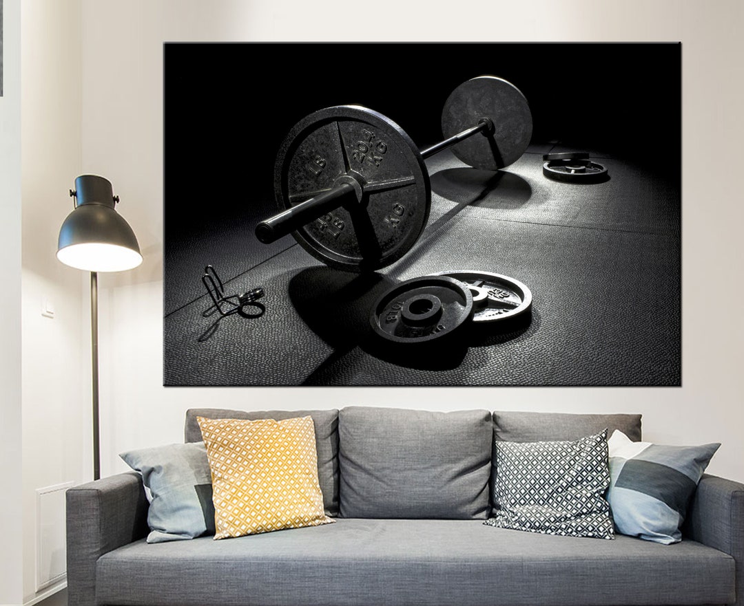Gym Motivation Print, Home Gym Poster, Dumbbells Canvas, Sport Decor ...