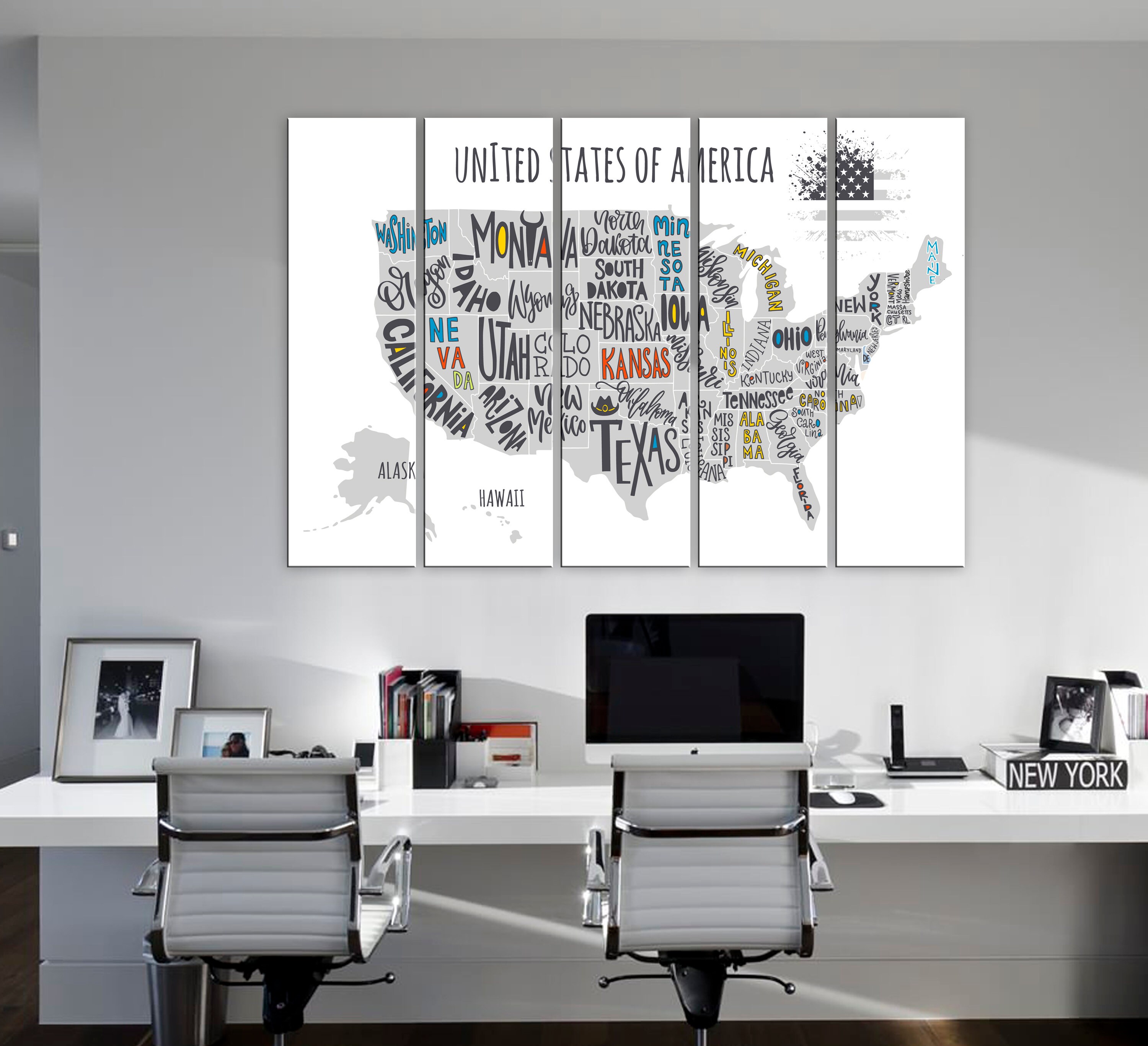 USA Map Kids Canvas America Map - Etsy UK