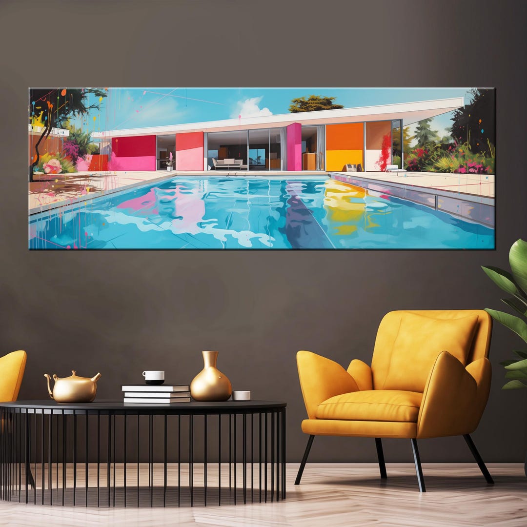 Pool Minimalist Print, Contemporary Art, Living Room Decor, Pool Wall ...