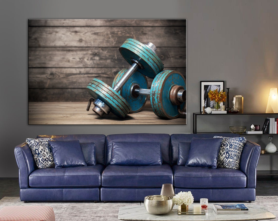 Gym Dumbbells Canvas Fitness Studio Poster Gym Sports and - Etsy