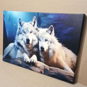 Wolves Couple Canvas, Wolf Love Painting Print, Pair of Wolves Wall ...