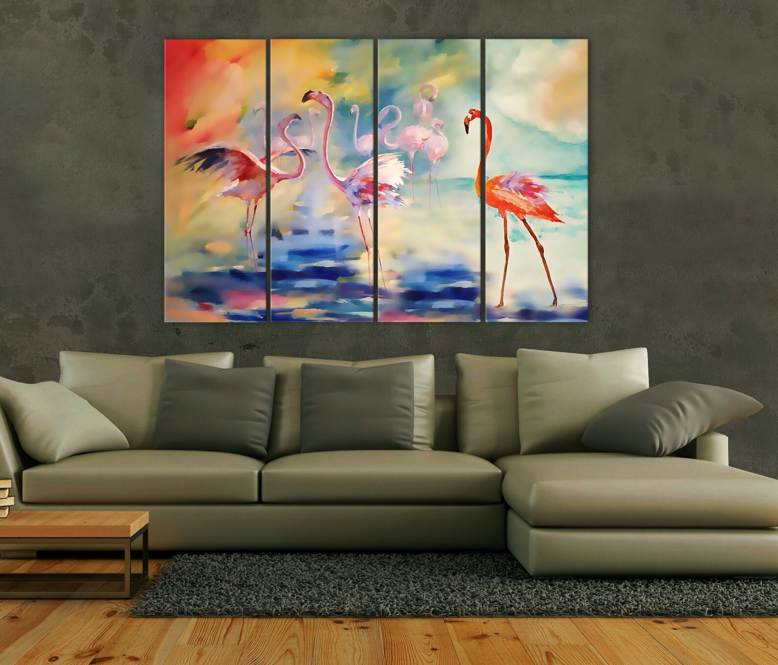 Watercolor Flamingo Canvas Abstract Pink Flamingo Wall Art - Etsy