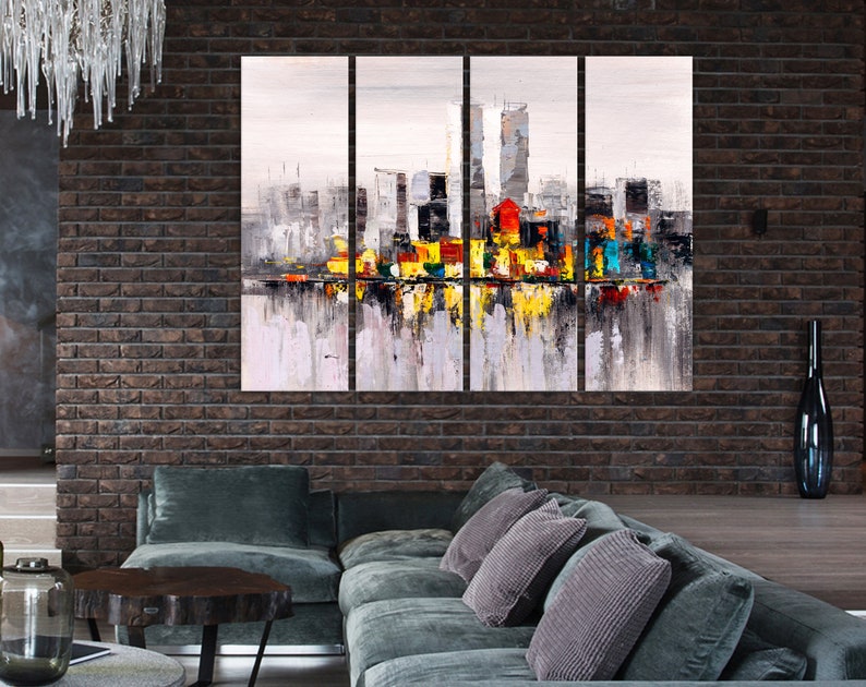 New York Abstract Print NYC skyline Modern Canvas New York | Etsy