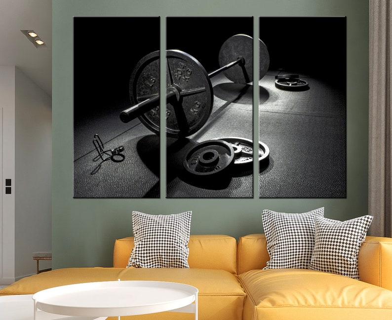 Gym Motivation Print Home Gym Poster Dumbbells Canvas Sport - Etsy