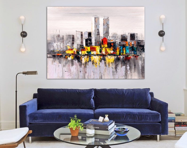 New York Abstract Print NYC skyline Modern Canvas New York | Etsy