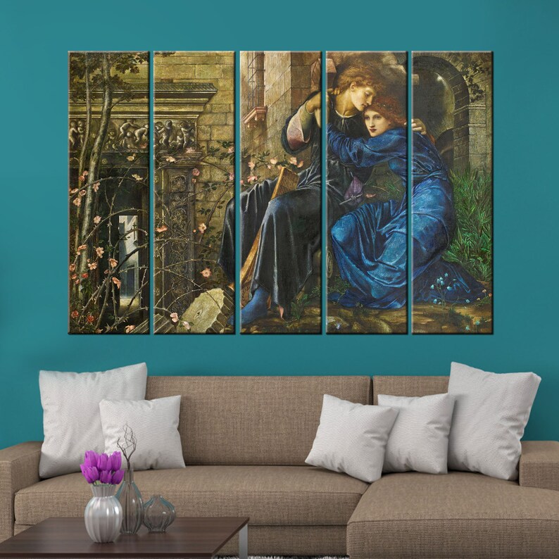 Love Among the Ruins Painting Prints, Burne Jones Canvas Print, Vintage ...