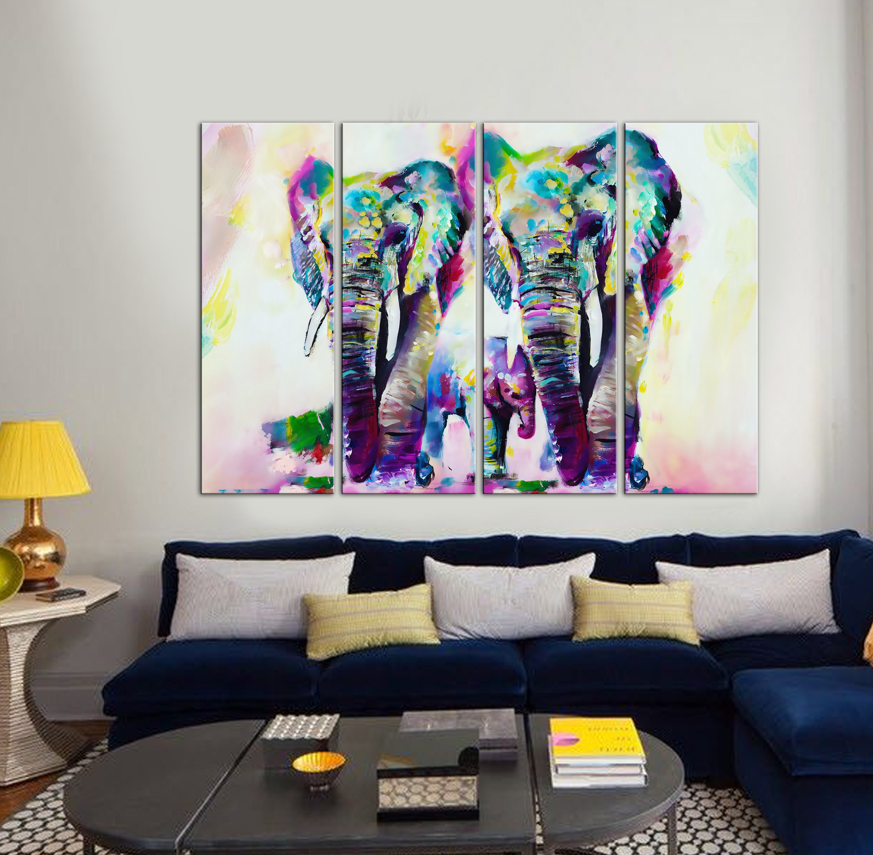Watercolor Elephant Wall Art Elephant modern print Elephant | Etsy