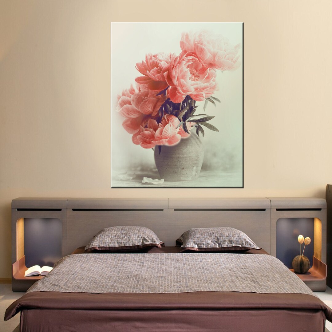 Delicate Peonies Canvas, Tender Peonies Reproduction Photo Print ...