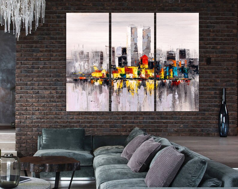 New York Abstract Print NYC skyline Modern Canvas New York | Etsy