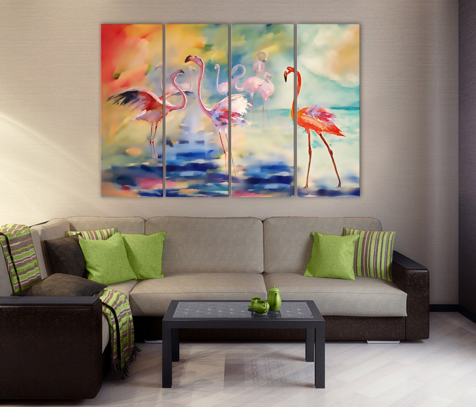 Watercolor Flamingo Canvas Abstract Pink Flamingo Wall Art - Etsy