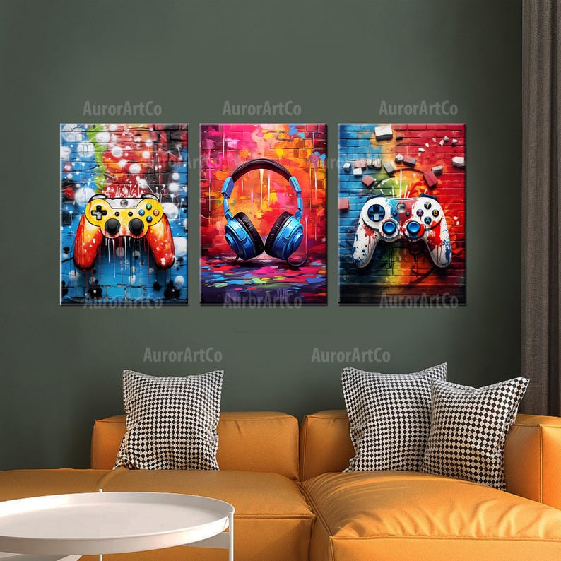 Gaming Canvas Wall Art, Games Print, Games Room Decor, Gift for a ...