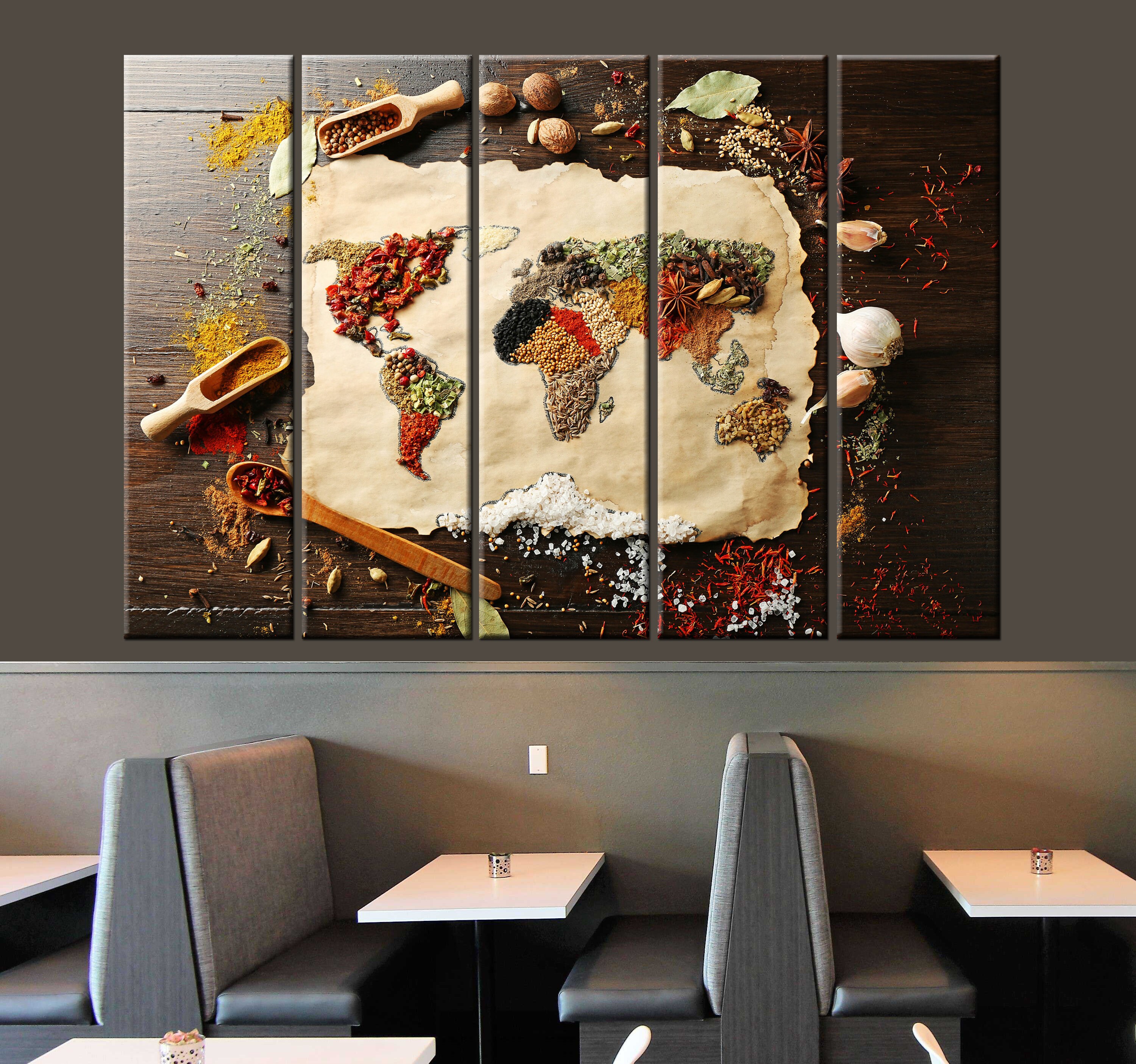 Spice Map Canvas Herbs and Spices Wall Art Chef Gift Canvas - Etsy