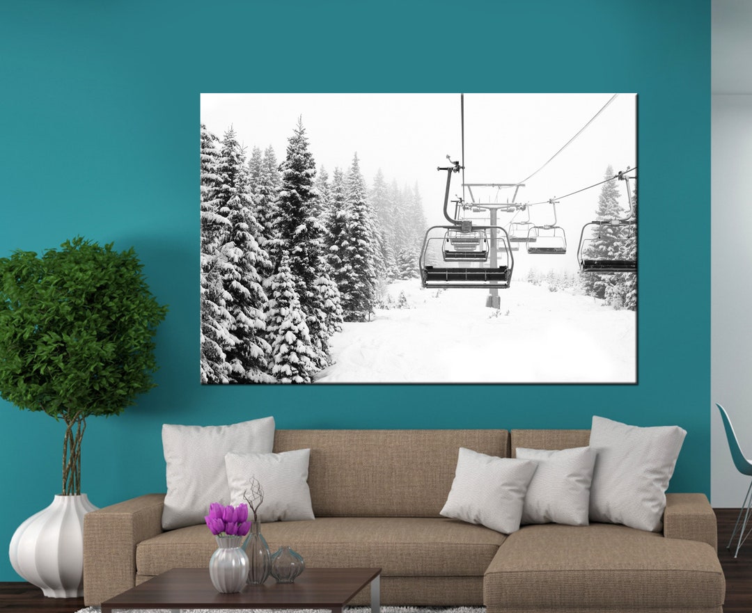 Ski Lift Prints, Winter Sports Print, Ski Resort Art Decor, Ski Lift ...
