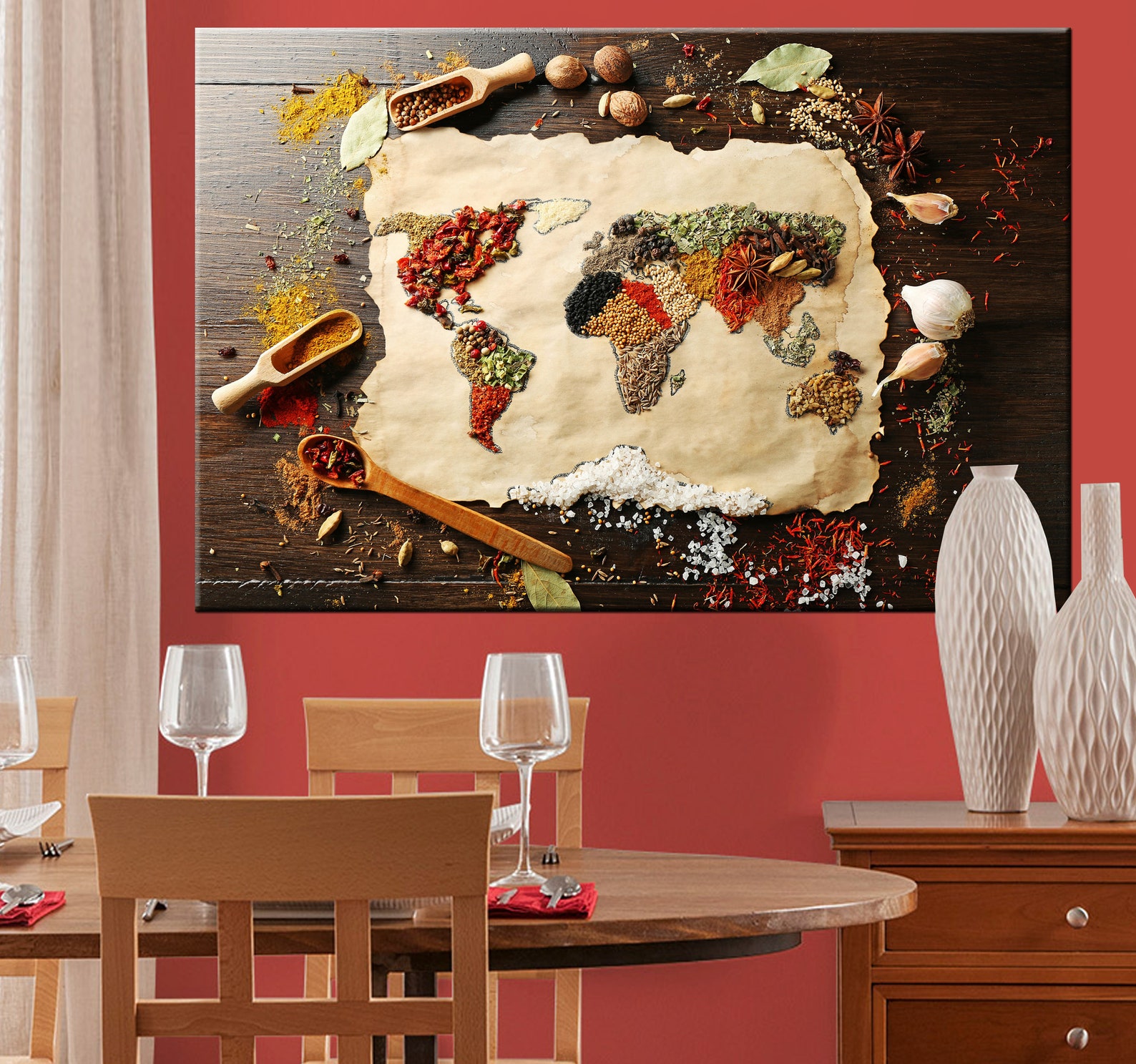 Spice Map Canvas Herbs and Spices Wall Art Chef Gift Canvas - Etsy