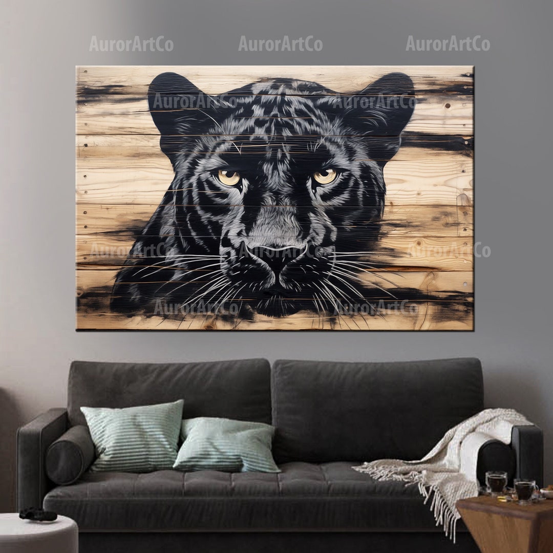 Black Panther Canvas, Panther Painting Print, Animal Print Wall Decor ...