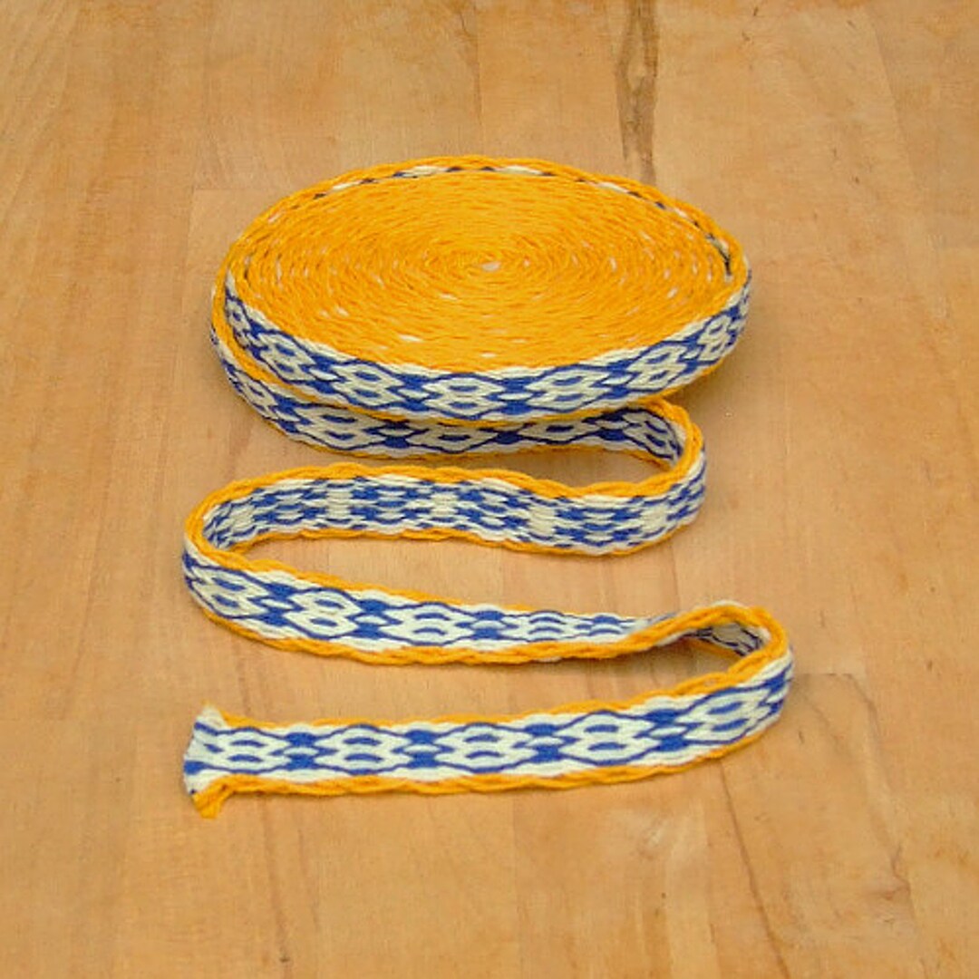 Tablet-woven Border - Hand-woven Tablet Border - Wool Yellow-blue ...