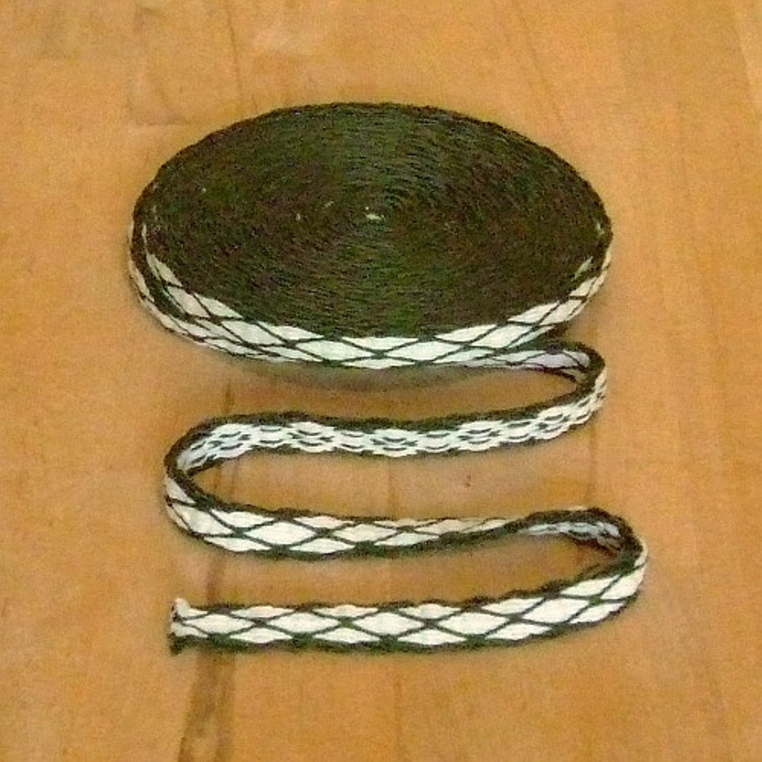 Tablet-woven Border Hand-woven Tablet Border Wool Green-natural Diamond ...