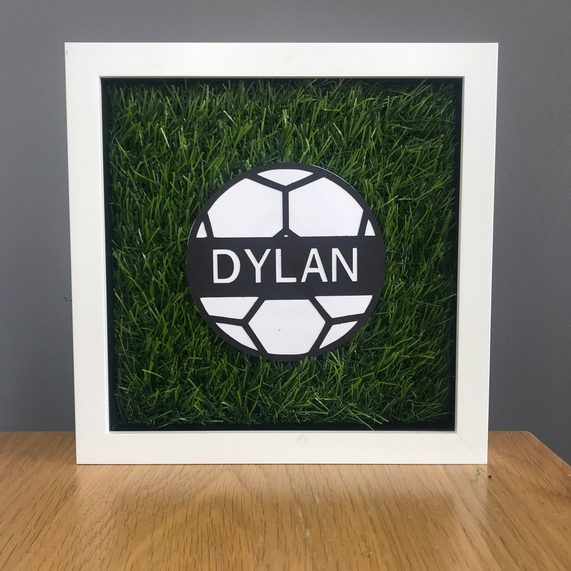 Personalised Football Shadow Box Frame with Artificial Grass | Etsy