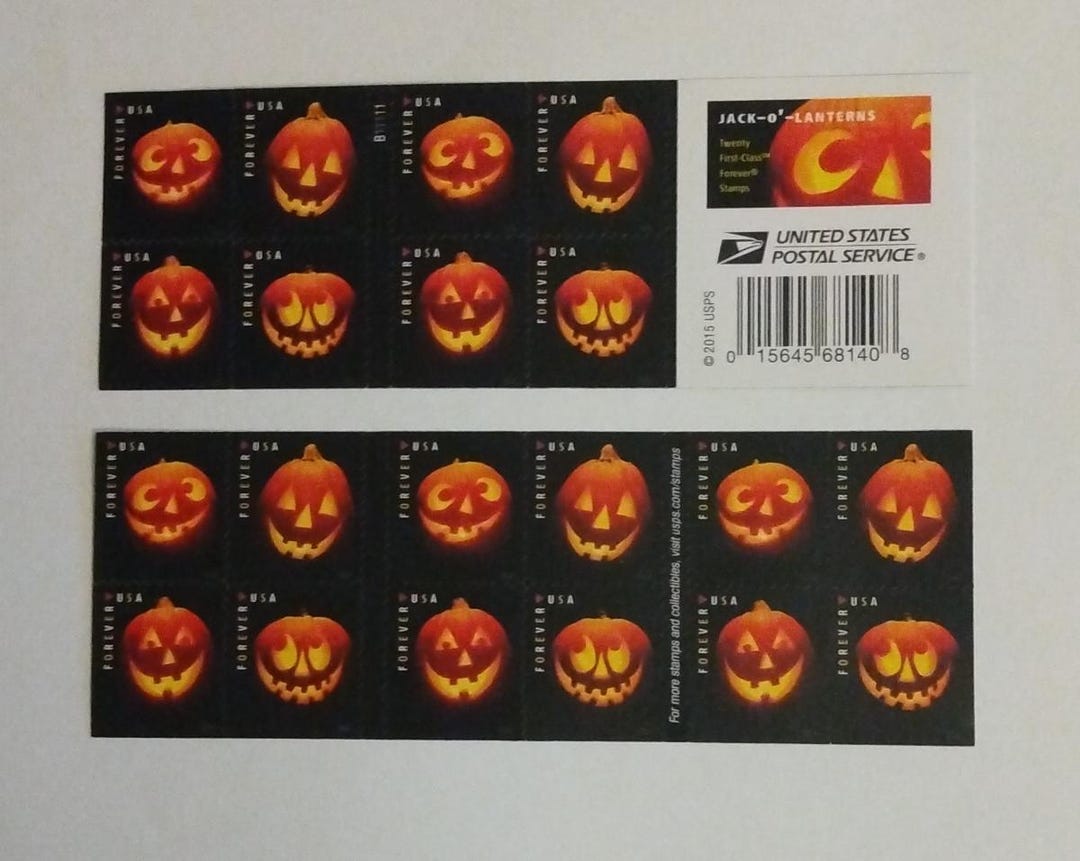 Jack-o'lanterns booklet of 20 Halloween Forever Postage Stamps - Etsy
