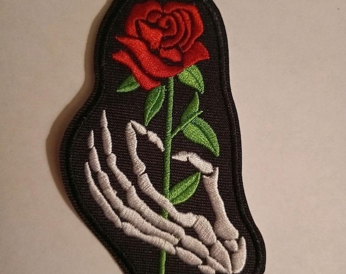 Red Rose Patch small Iron on Embroidered Patches Long - Etsy