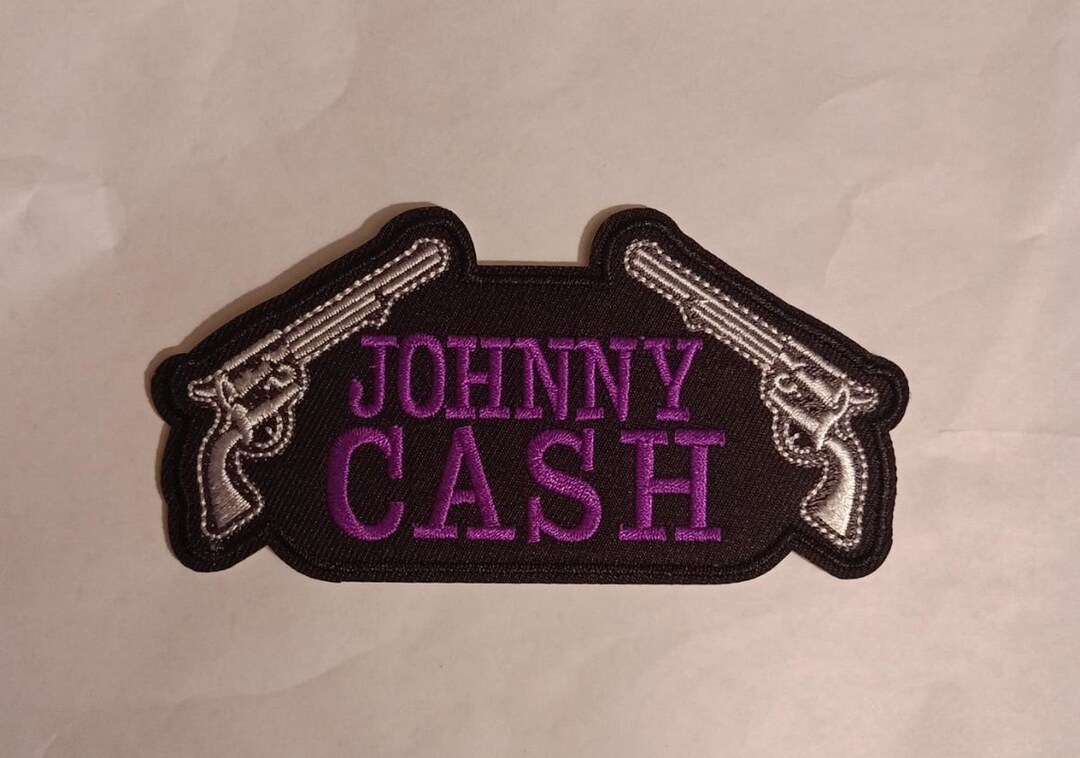 JOHNNY CASH Embroidered Patch Double Guns Purple Version - Etsy