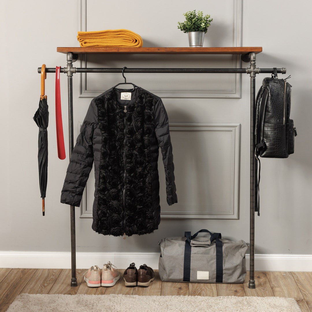 Floating Shelf and Clothing Bar, Retail Fixture, Rustic Industrial 36 ...