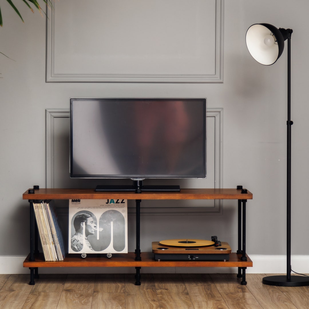 Registered Design Stand, 2 Tier Black Threaded Rods Stand, Handmade ...