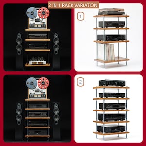 2 IN 1 Registered Design Stand, 5 Tier Oak Black Rods Stand, Audio Rack ...