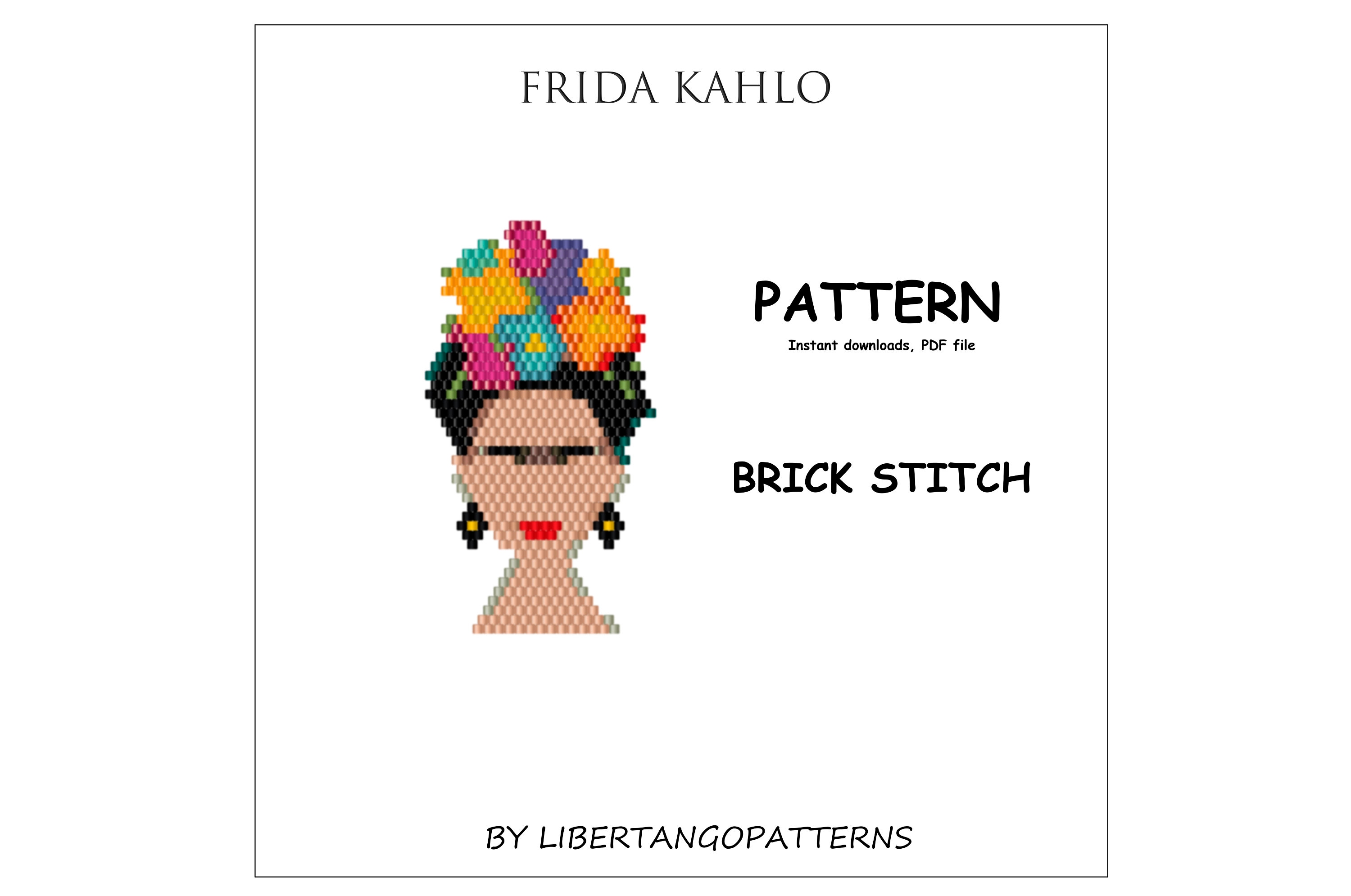 Frida Kahlo, PDF Pattern, Stitch Brick Pattern, Beaded Jewerly Pattern ...
