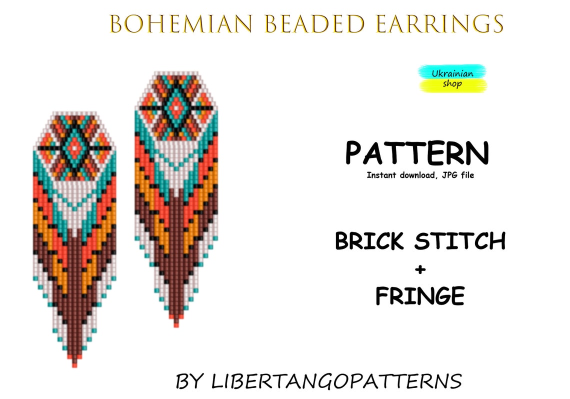 Stitch Brick PATTERN/ Native American Beaded Earrings/ Dangle - Etsy