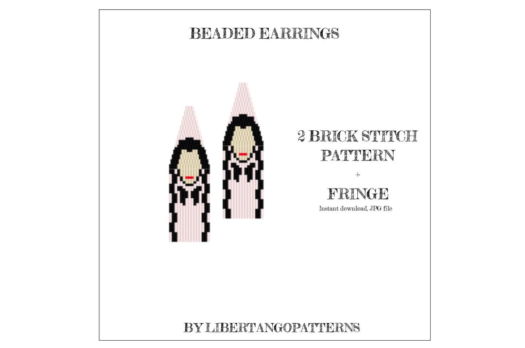Wednesday Addams Earrings Pattern – Beaded Goth Girl Design – Peyote ...