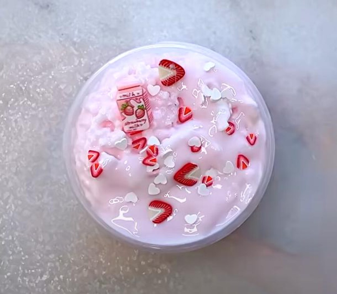 Strawberry Milk Krispies Slushie Slime, Crunchy Strawberry Milk Slime ...