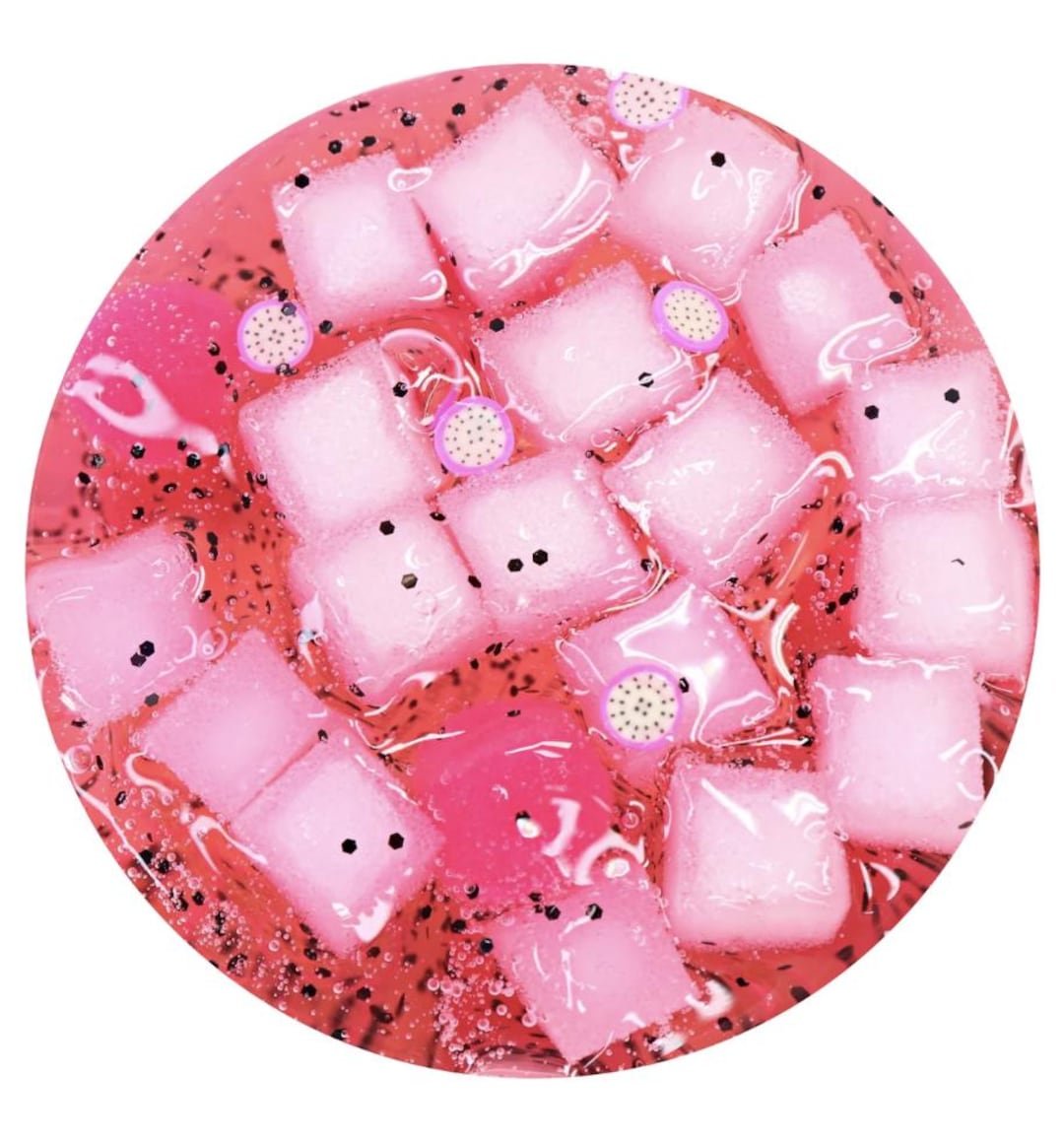Dragon Fruit Cubes Jelly Cube Slime, Coated Clear Slime With Jelly ...