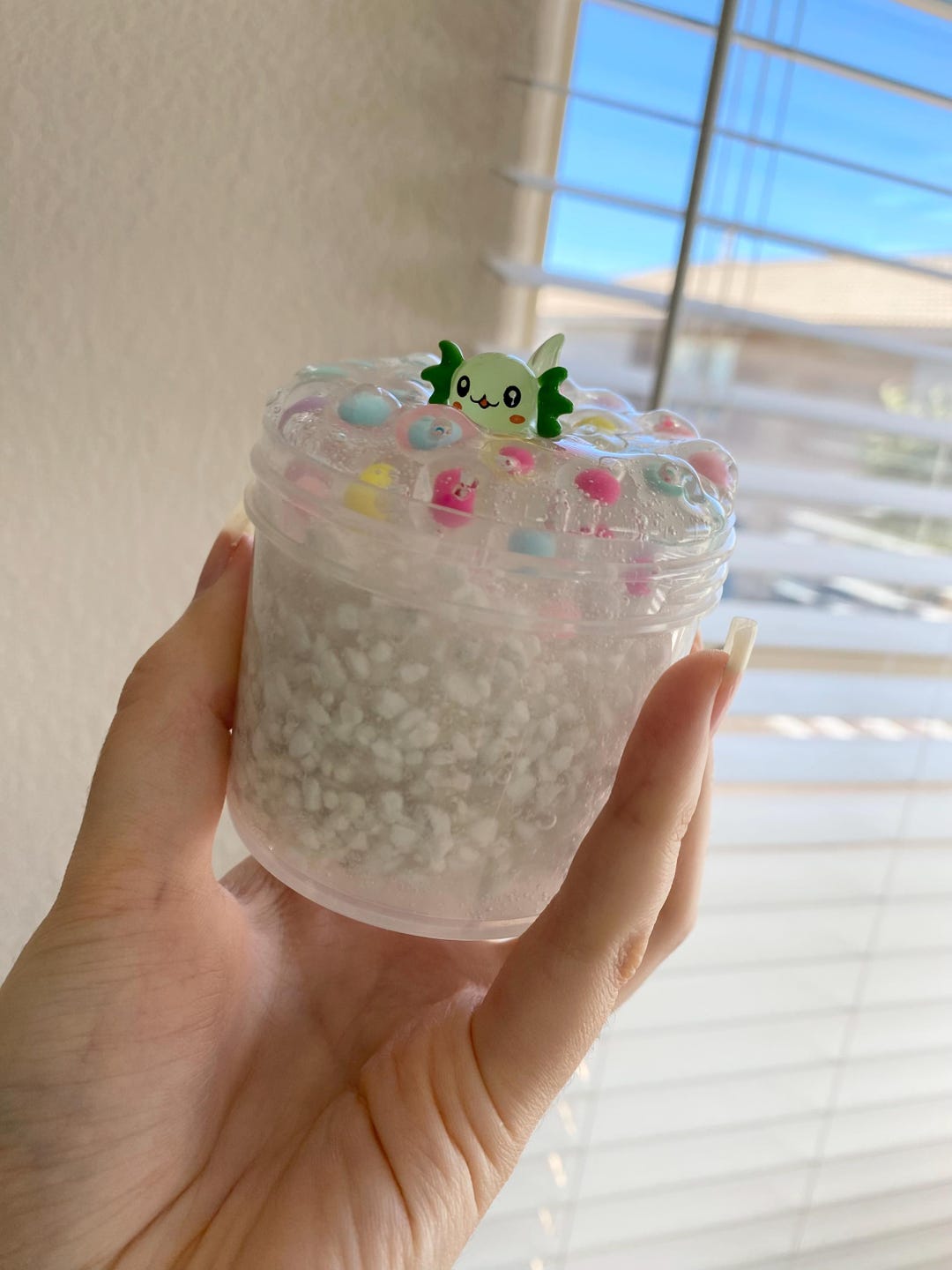 Axolotl Cove Frog Spawn and Perlite Slime, Coated Clear Mini Frog Spawn ...