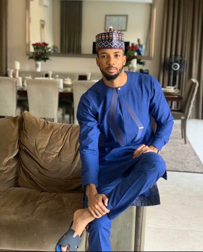 Hausa mens outfit plus FREE hat/ african kaftan/ jalabiya/ | Etsy