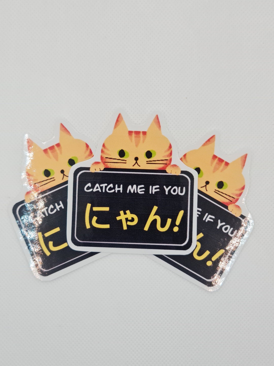 Catch Me If You にゃん! (nyan) JDM Nerdy Cat Car Window Sticker Decal - Etsy