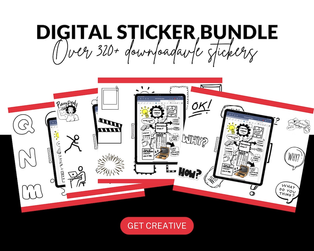 Digital Doodle Sticker Bundle Pack for Goodnotes - Complete Your Note ...