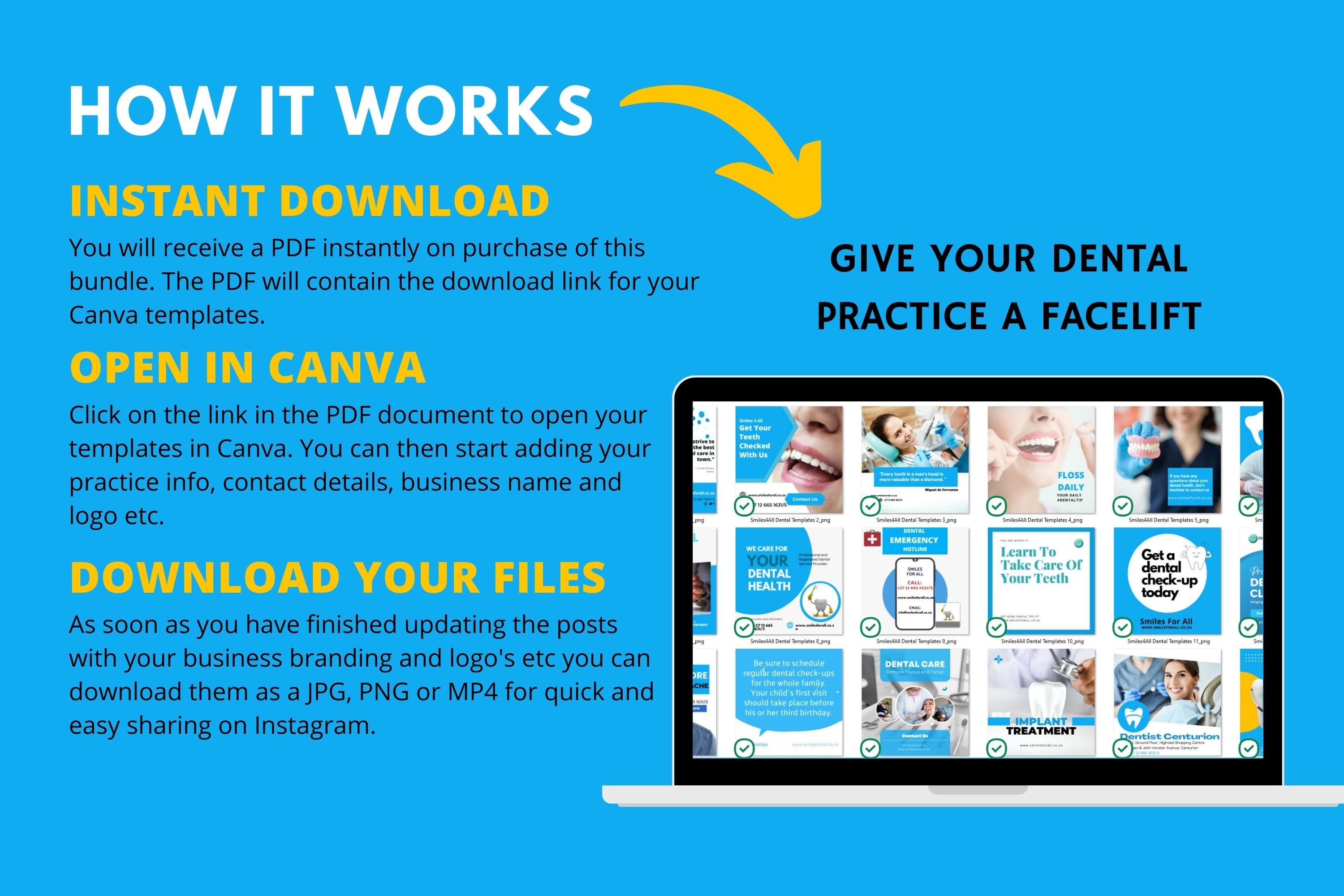 30 Dental Care Instagram Post Templates Canva Social Media for Dentists ...