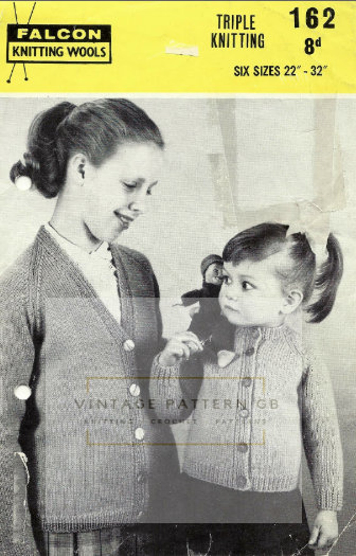 PDF Download, 1950s, Falcon, Knitting Pattern, 162, Girls Cardigan ...