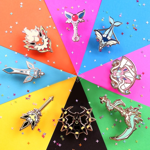 Eeveelutions Pins Geometric Style Hard Enamel Pins - Etsy