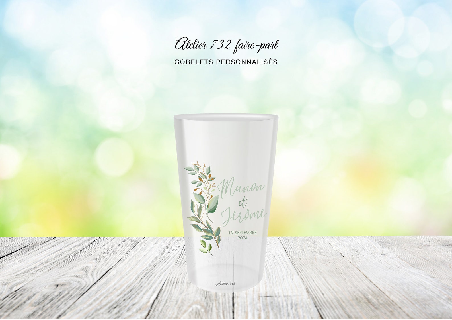 Gobelets personnalisés Feuillages vert mariage baptême | Etsy