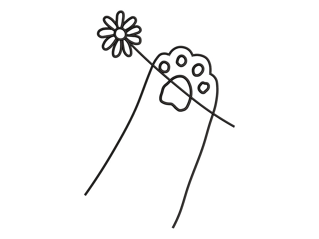 Cat Paw Line Art Embroidery Design, Minimalism, DST, PES, Instant ...