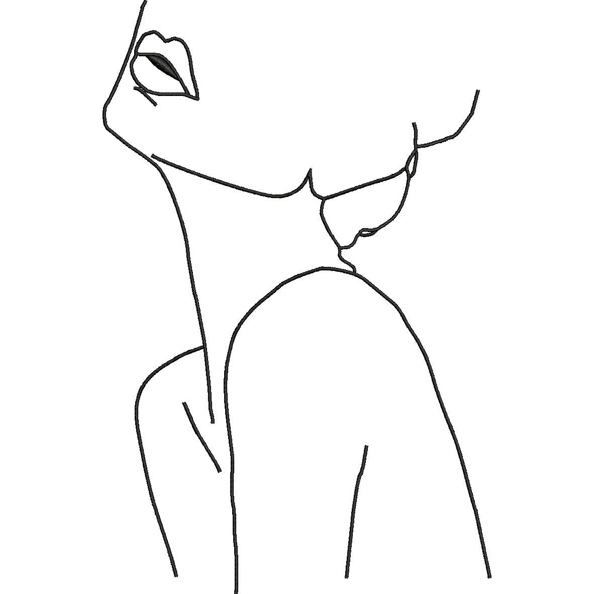 Lady Line Art Embroidery Design - Etsy